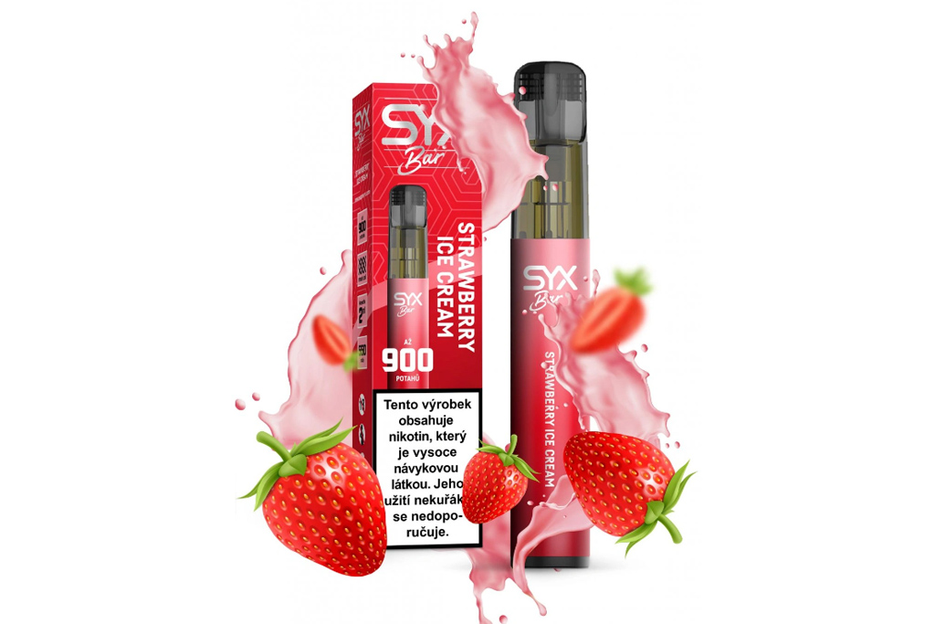 SYX BAR STRAWBERRY ICE CREAM 16,5 mg/ml 5ks | Jednorázová elektronická ...